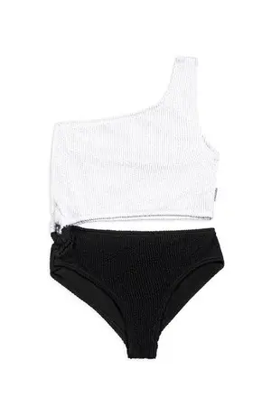 LIMEAPPLE Crinkle Cutout One Piece Swimsuit - Black And White