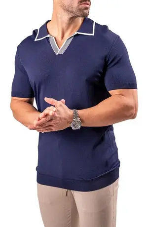 MACEOO Tipped Johnny Collar Polo