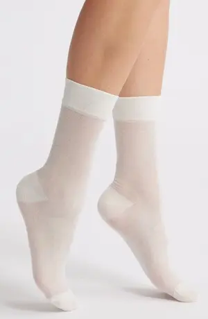 Nordstrom Sheer Crew Socks - Ivory Tofu