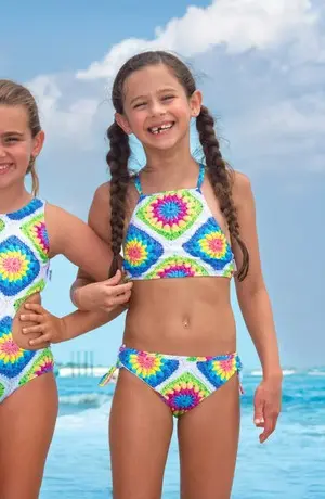 LIMEAPPLE Crochet Print Tankini - Multicolor