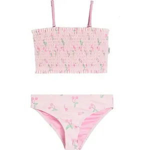 LIMEAPPLE Smocked Cherry Bikini Swimsuit - Pink