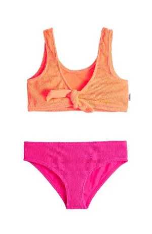 LIMEAPPLE Crinkle Tie Bikini Swimsuit - Watermelon And Lipstick Pink