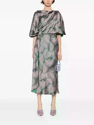 Amsale Jacquard Draped Dress