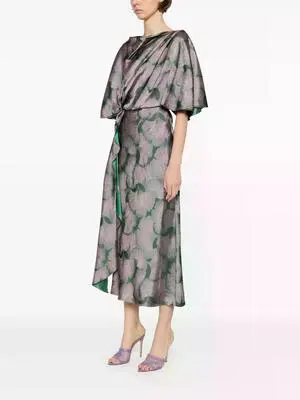 Amsale Jacquard Draped Dress