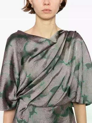 Amsale Jacquard Draped Dress