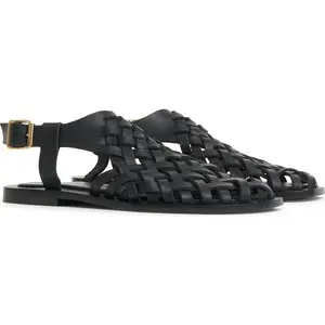 MANSUR GAVRIEL Slingback Woven Sandals - Black/black