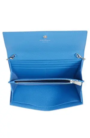 FERRAGAMO Double Gancio Leather Wallet On A Chain