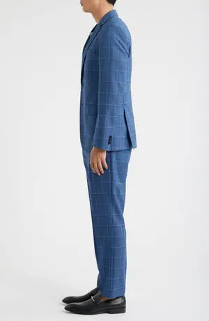 Hugo Boss Huge Slim Fit Windowpane Check Wool Suit