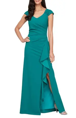 Alex Evenings Ruffle Ruched Gown