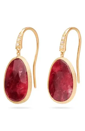 Marco Bicego Lunaria Charoite And Diamond Drop Earrings - Gold/thulite