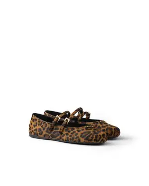 Prada Printed Leather Ballerinas - Neutral