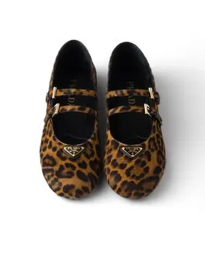 Prada Printed Leather Ballerinas - Neutral