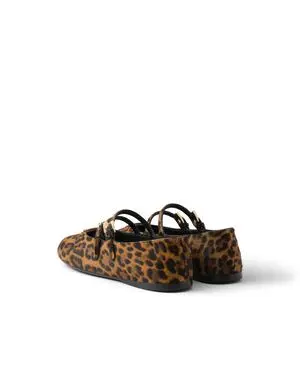 Prada Printed Leather Ballerinas - Neutral