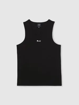 REISS Logo-embroidered Ribbed Vest - Black