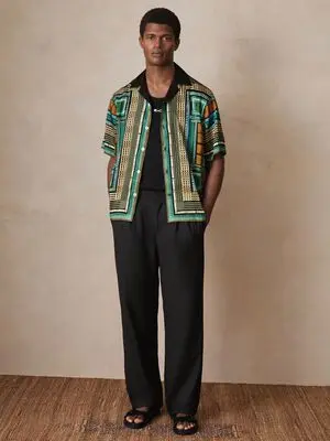 REISS Sala | Ché Printed Cuban-collar Shirt