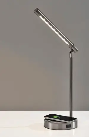 ADESSO Dax Led Wireless Charging Desk Lamp - Brushed Steel