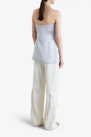 Marina Moscone Crinkled Satin Cargo Trouser