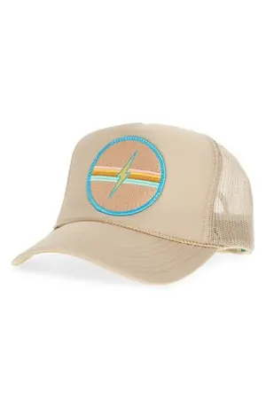 FRIDAY FEELIN’ Embroidered Patch Trucker Hat - Tan