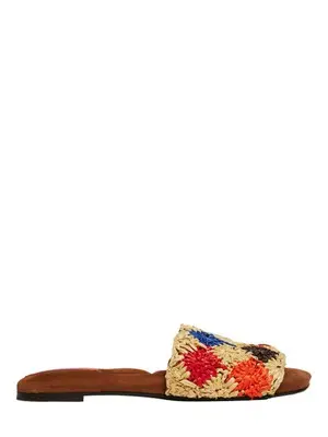 La DoubleJ Crochet Raffia Sandals - Solid Grey