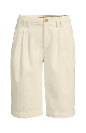 LANDS' END Lightweight Denim Pleated Slouchy Shorts - Natural