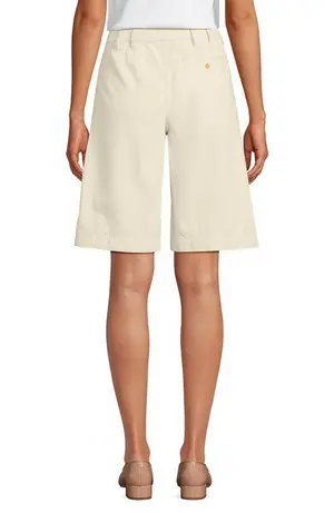 LANDS' END Lightweight Denim Pleated Slouchy Shorts - Natural