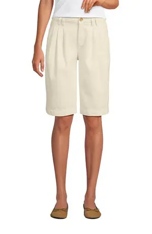 LANDS' END Lightweight Denim Pleated Slouchy Shorts