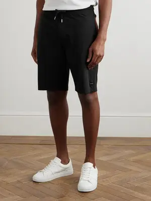 Paul Smith Straight-leg Cotton-jersey Shorts With Logo - Black