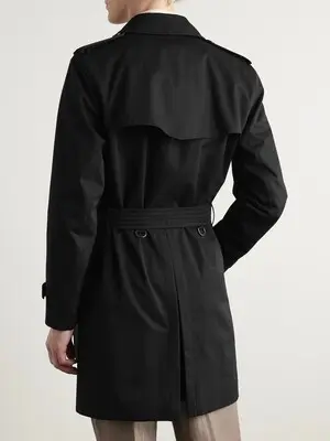 Burberry Kensington Double-breasted Cotton-gabardine Trench Coat - Black