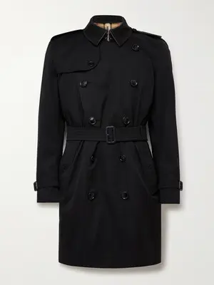 Burberry Kensington Double-breasted Cotton-gabardine Trench Coat - Black
