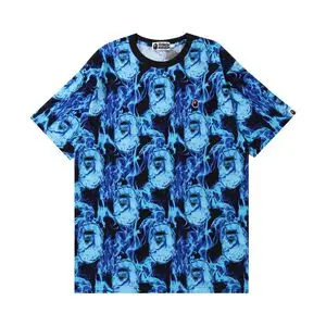 BAPE Flame Wide Tee 'blue' Blue