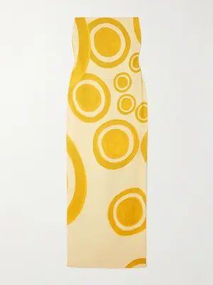 Themis Z Theros Strapless Printed Maxi Dress - Yellow