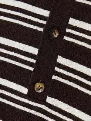 LA LIGNE Striped Silk, Wool, And Cashmere-blend Polo Sweater