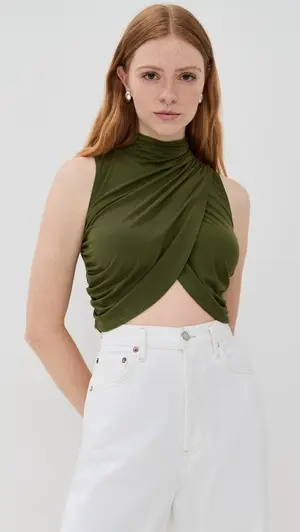 LE BOP Mel Mock Neck Top - Dark Loden