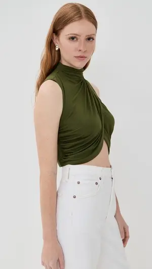 LE BOP Mel Mock Neck Top - Dark Loden