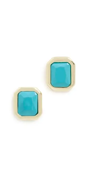 BY ADINA EDEN Colored Bezel Stud Earrings - Turquoise