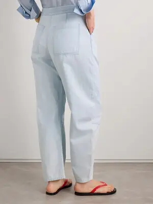 LA LIGNE Cotton-chambray Barrel-leg Pants - Blue