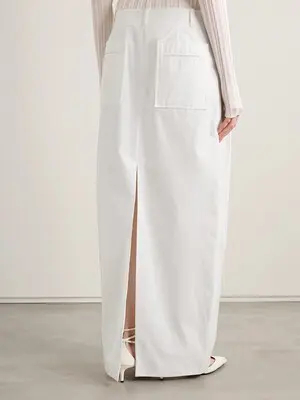 Khaite Lucian Pleated Cotton-poplin Maxi Skirt - White