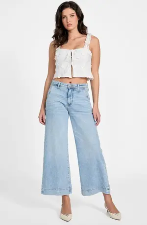 Guess Floral Embroidered Tie-front Crop Top