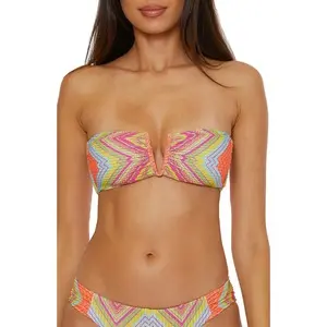 BECCA® By Rebecca Virtue Summer V-wire Bandeau Bikini Top - Coral Multi