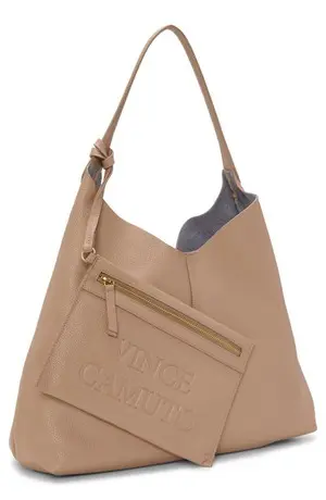 Vince Camuto Jenna Pebble Leather Hobo Bag - Medium Brown