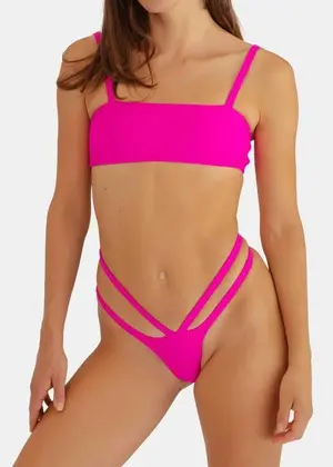MINIMALE ANIMALE Nue Bandeau Bikini Top Hot Pink