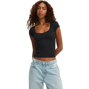 COTTON ON Hold Me Short Sleeve Top Black