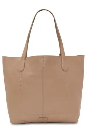 Vince Camuto Pebbled Leather Tote With Removable Pouch - Medium Brown