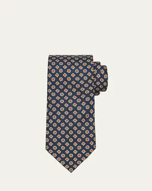 PETRONIUS 1926 Limited Edition Micro-floral Silk Neck Tie - Navy