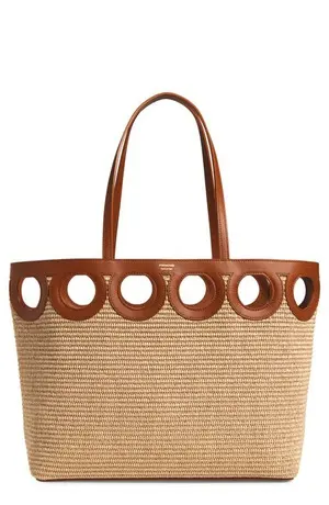 FERRAGAMO Medium Gancini Frame Raffia And Leather Tote - Naturale/ Resort