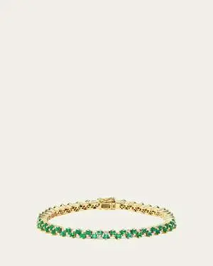 SUZANNE KALAN 18k Yellow Gold Emerald Diamond Bracelet - Yg