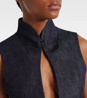 MUGLER Cutout Denim Bodysuit
