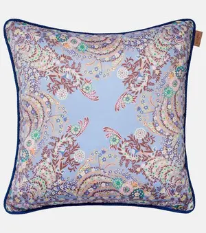 Etro Floral Cotton Cushion - Blue