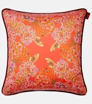 Etro Floral Cotton Jacquard Cushion - Orange