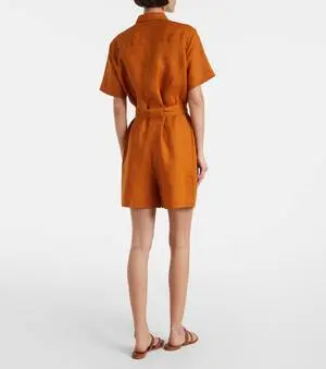 ERES Genereux Linen Romper - Brown